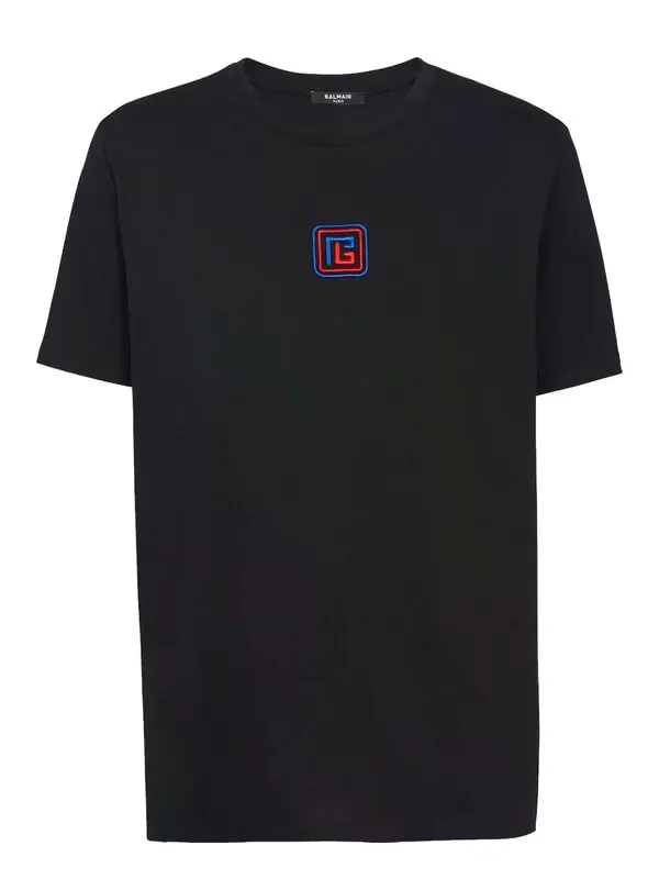 Balmain Embroidered-logo Short-sleeve T-shirt - Black