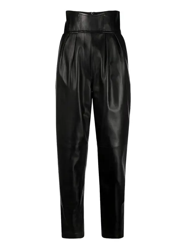 Philipp Plein High-waisted Leather Trousers - Black