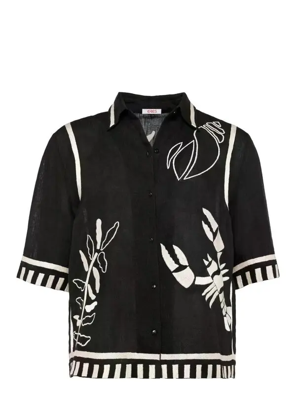 ERES Crab Embroidered Short-sleeve Shirt - Black
