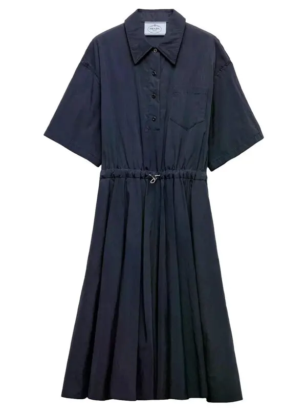 Prada Pongé Short-sleeve Midi Dress - Blue