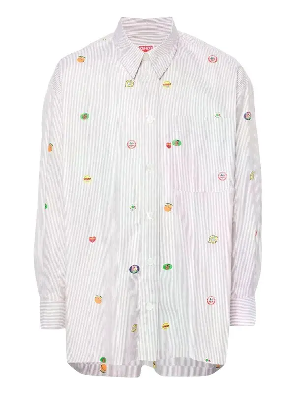 Kenzo Fruit Stickers Striped Shirt - Neutrals