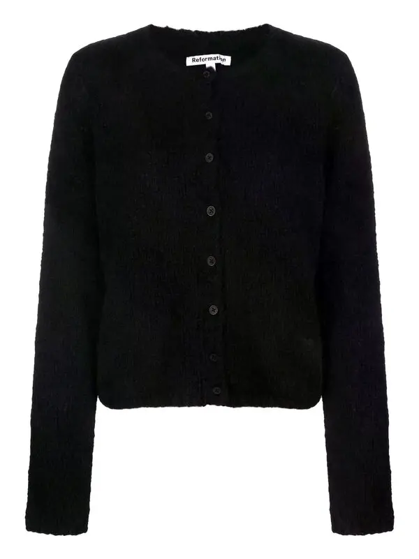 REFORMATION Clara Crew Neck Cardigan - Black