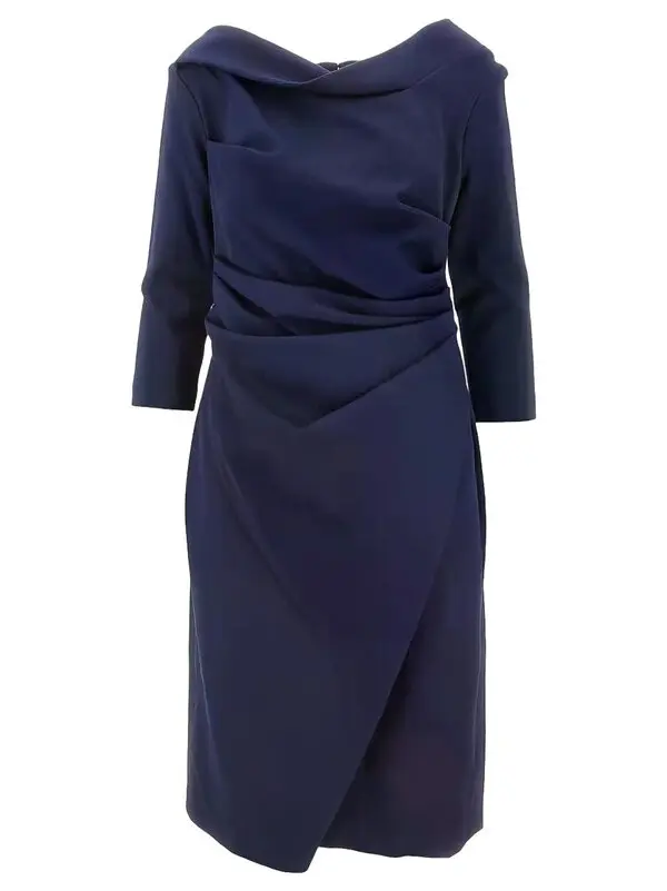 Talbot Runhof Asymmetrical Draped Dress - Blue