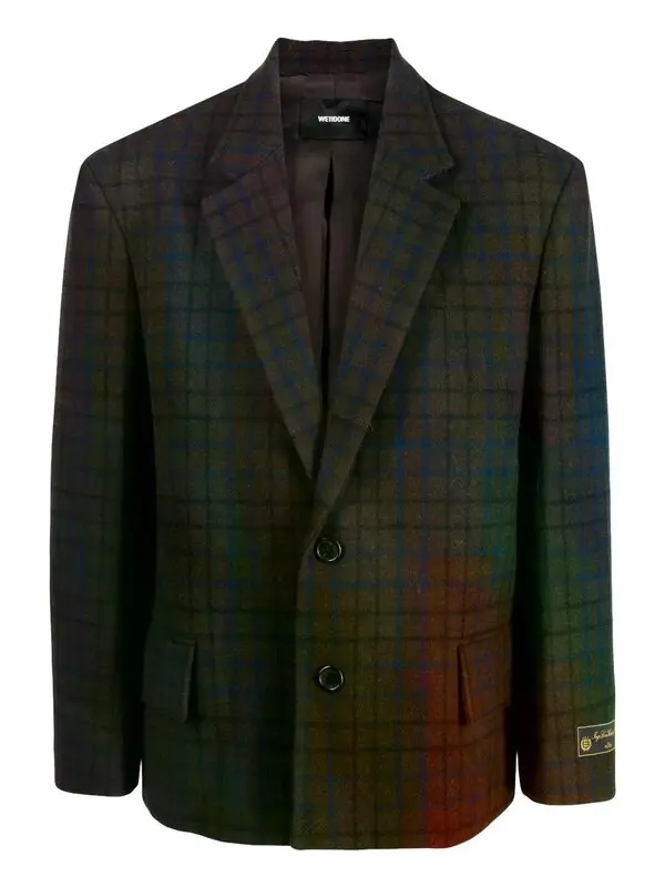 We11Done Grid-pattern Single-breasted Blazer - Brown