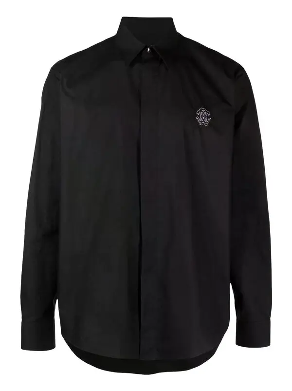 Roberto Cavalli Embroidered-logo Cotton Shirt - Black