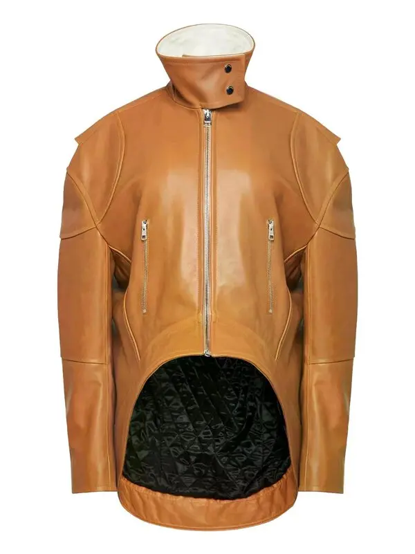 JW Anderson Curved Leather Jacket - Brown