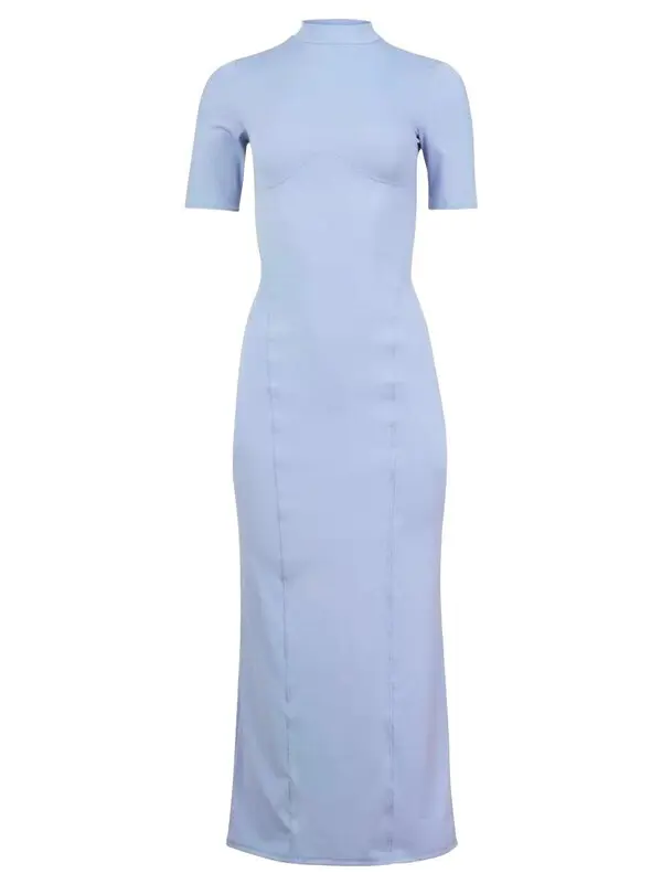 FLEUR DU MAL Jersey Mock-neck Maxi Dress - Blue