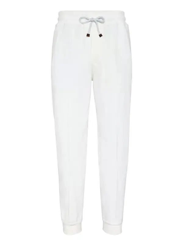 Brunello Cucinelli Tapered Cotton Track Pants - White