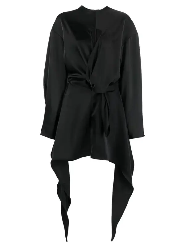 Attico Asymmetric Cut-out Satin Minidress - Black