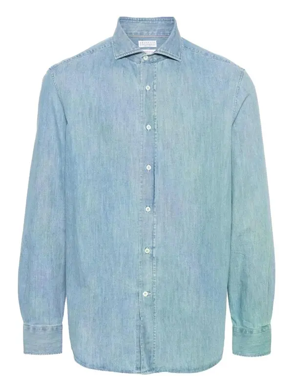 Brunello Cucinelli Spread-collar Denim Shirt - Blue