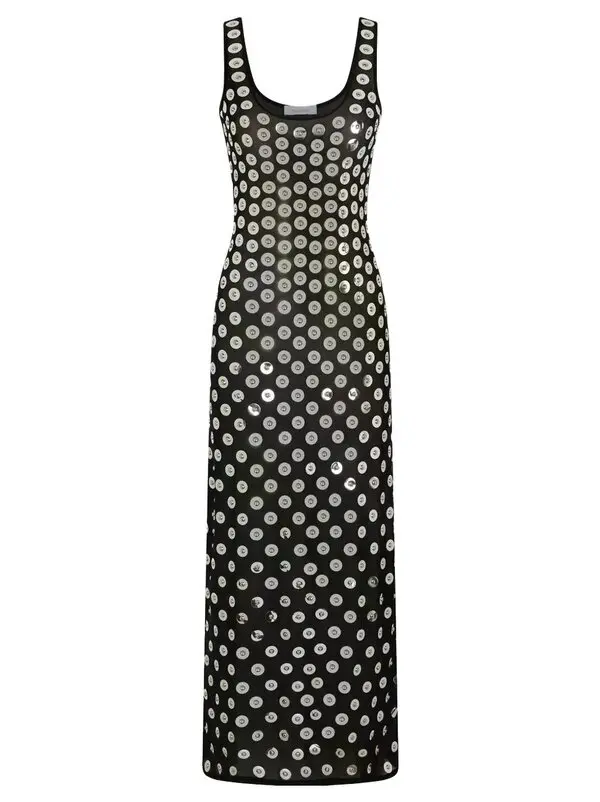 Rabanne Embroidered Long Dress - Black