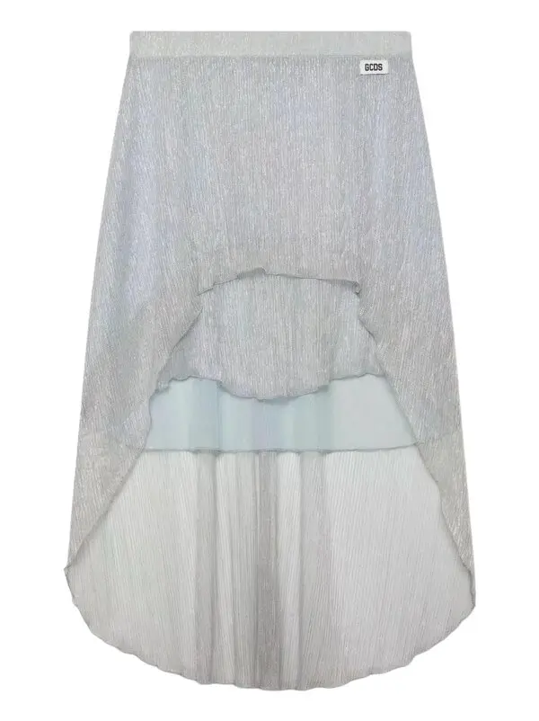 Gcds Ruched High-waisted Skirt With Asymmetric Hem - Silver
