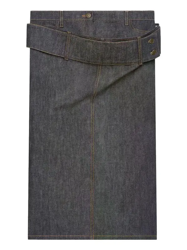 COURREGES Double-belt Denim Skirt - Grey