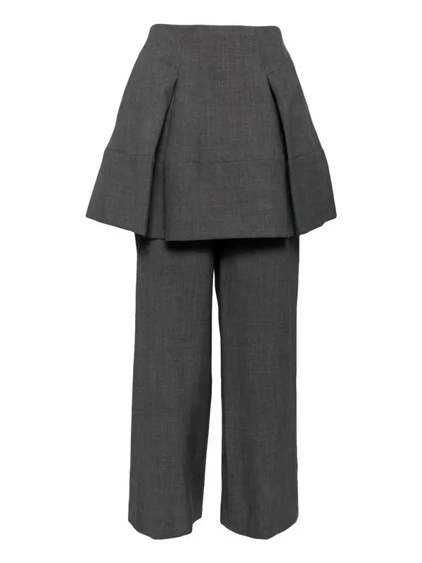 ENFOLD Layered Wide-leg Trousers - Grey