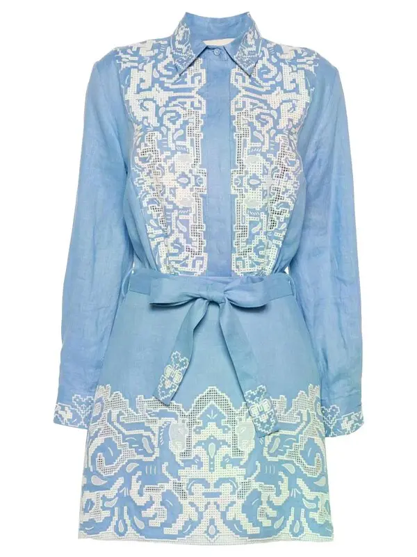 ALEMAIS Arion Linen Mini Dress - Blue