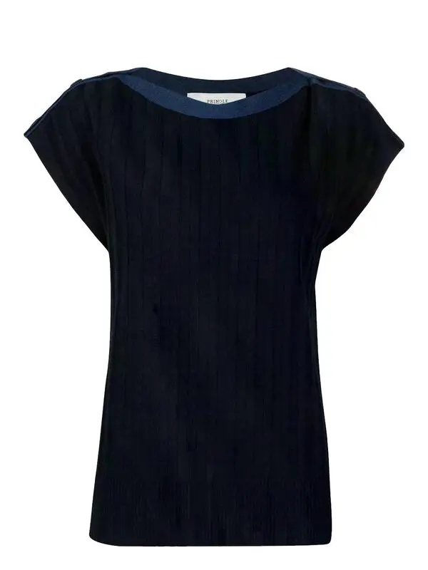 Pringle Of Scotland Ribbed-knit Short-sleeved T-shirt - Blue