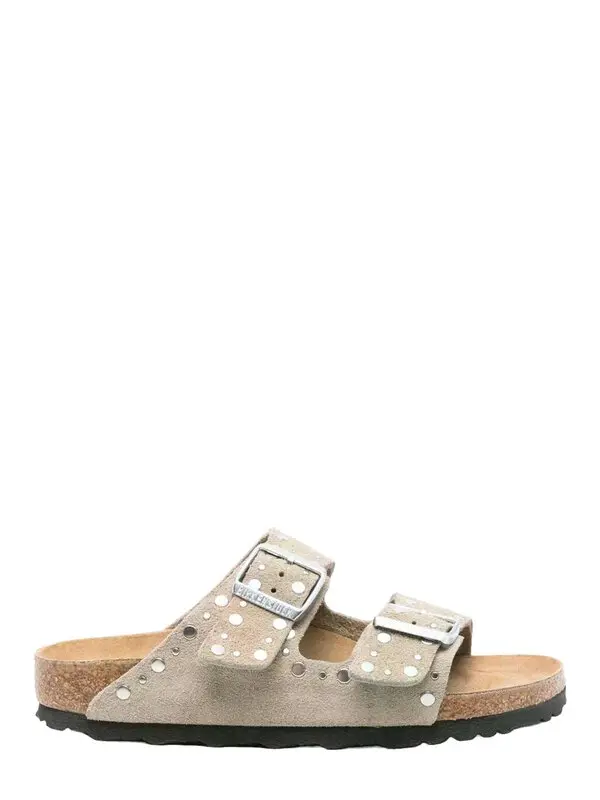 BIRKENSTOCK Arizona Studded Buckle Slides - Grey
