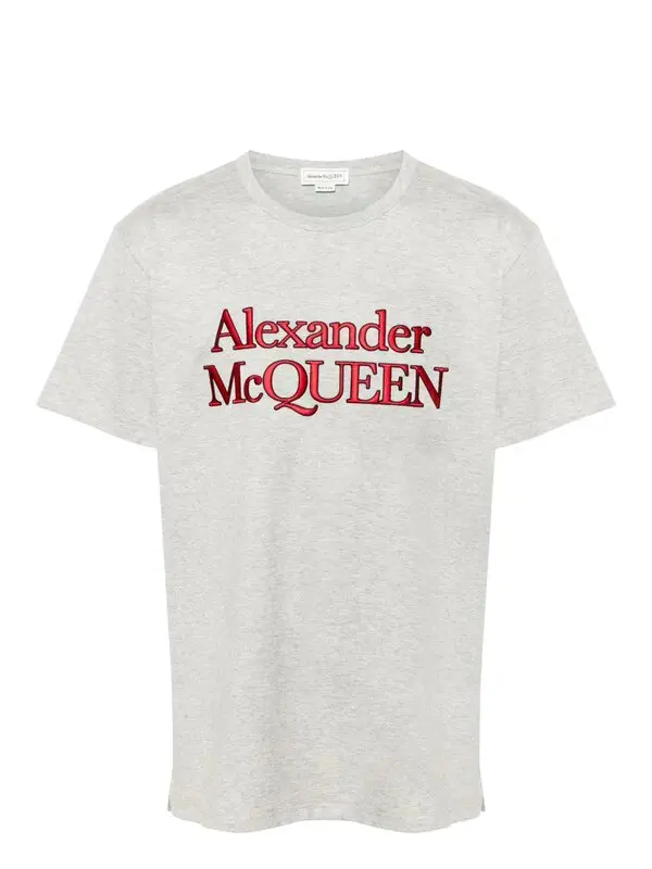 Alexander McQueen Logo-embroidered T-shirt - Grey