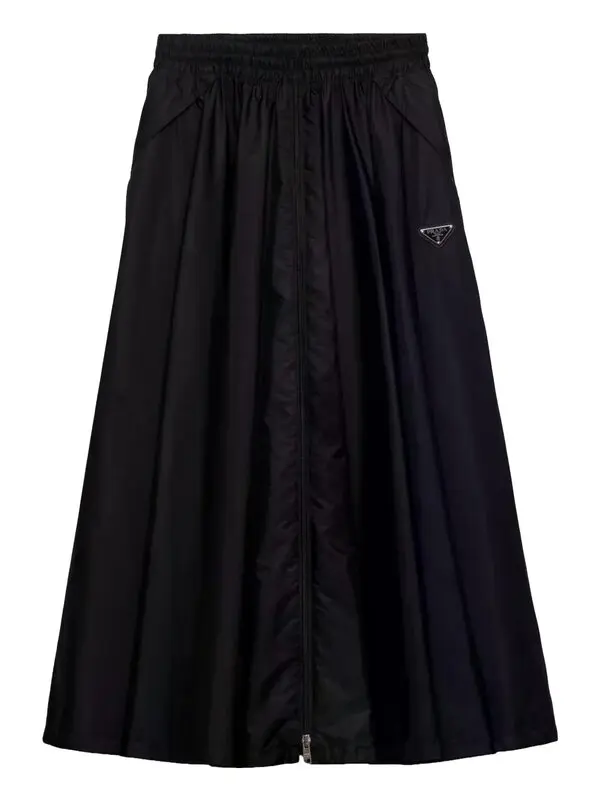 Prada Re-nylon Midi Skirt With Enameled Triangle Logo - Black