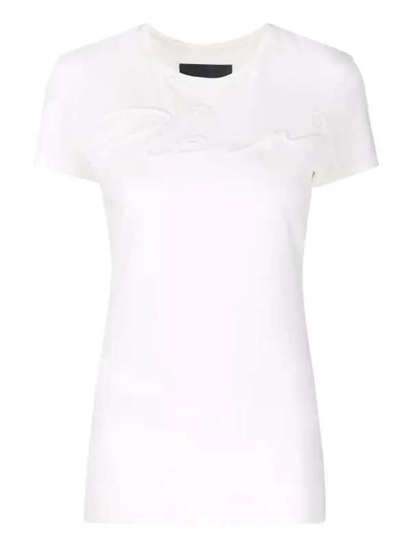Philipp Plein Logo-embroidered Cotton T-shirt - Neutrals