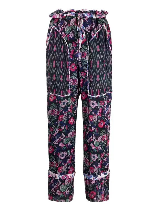 MARANT ETOILE Mix-print Straight-leg Ankle Trousers - Blue