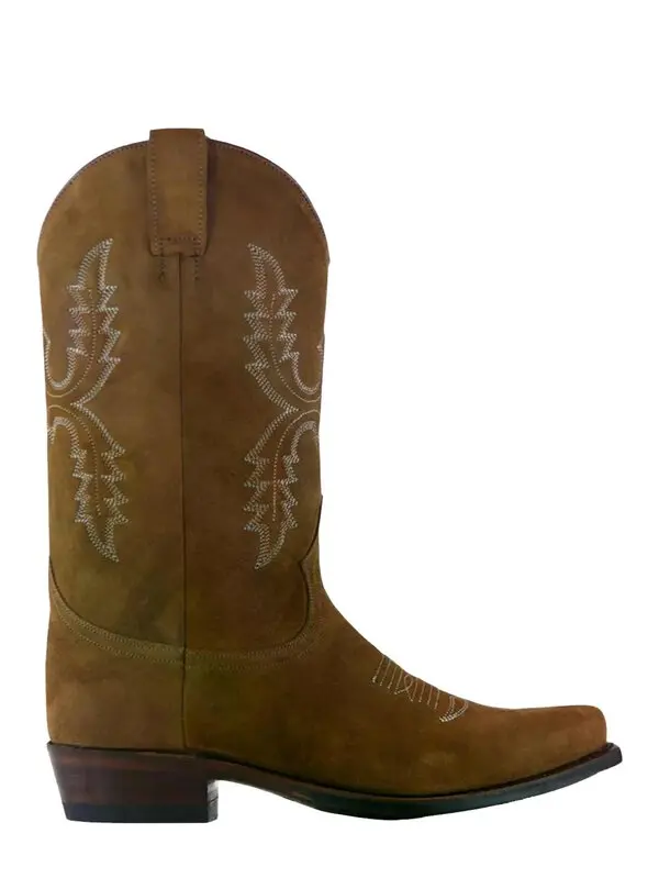 NOTABENE Diego Embroidered Suede Cowboy Boots - Brown