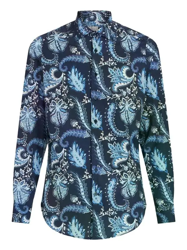 Etro Paisley-print Long-sleeve Shirt - Blue