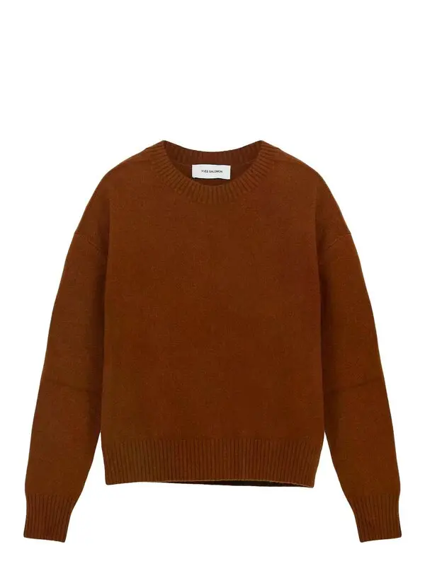 YVES SALOMON Knitted Lambswool Jumper - Brown