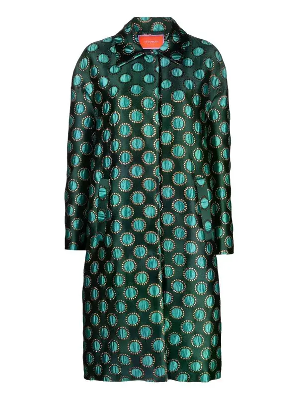 La DoubleJ Boxy Polka-dot Print Coat - Green