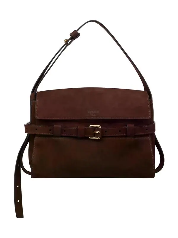 Moschino Tie Me Leather Shoulder Bag - Brown