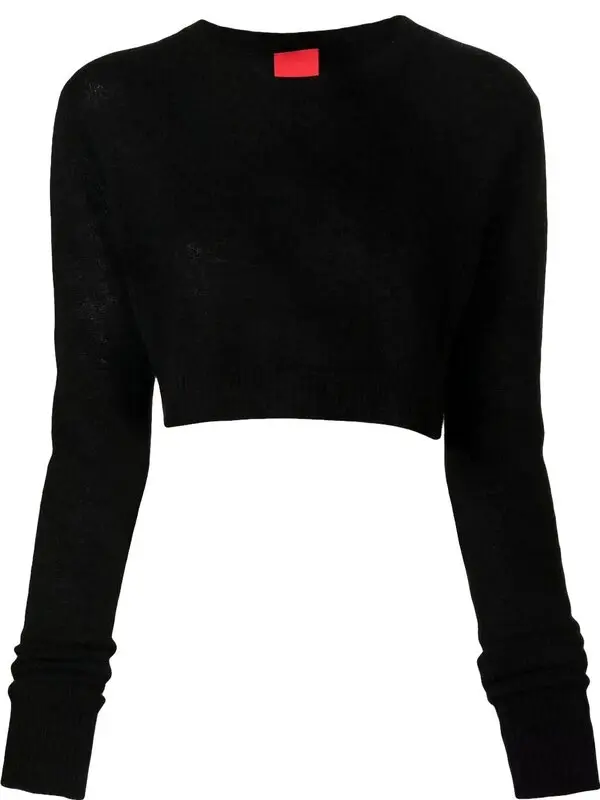 Cashmere In Love Como Cropped Cashmere Jumper - Black
