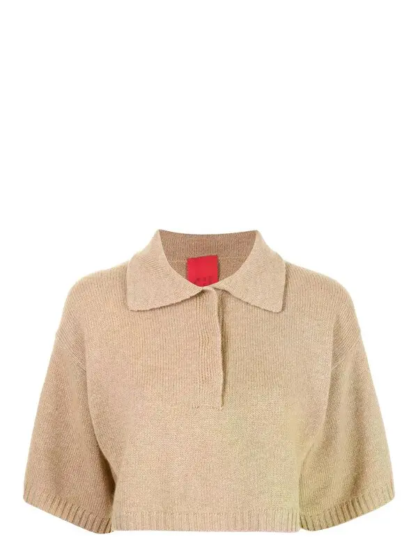 Cashmere In Love Demi Cropped Knitted Shirt - Brown