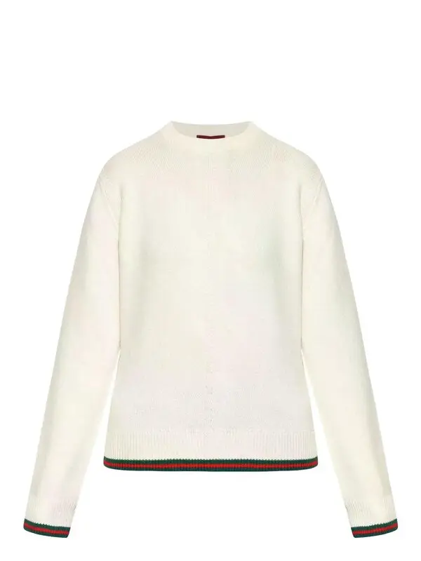 Gucci Web-stripe Trim Sweater - Neutrals