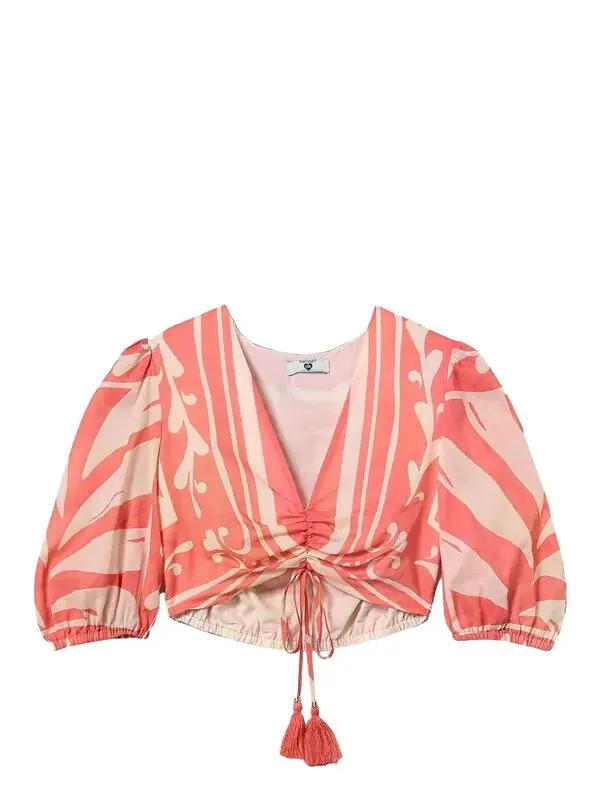 TWINSET Puff-sleeve Cropped Top - Orange