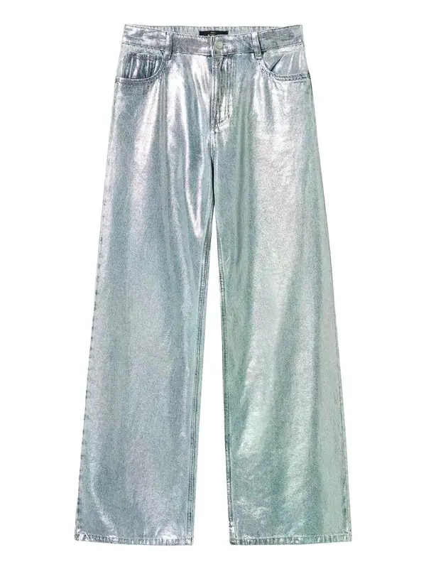 TWINSET Wide-leg Coated Jeans - Silver