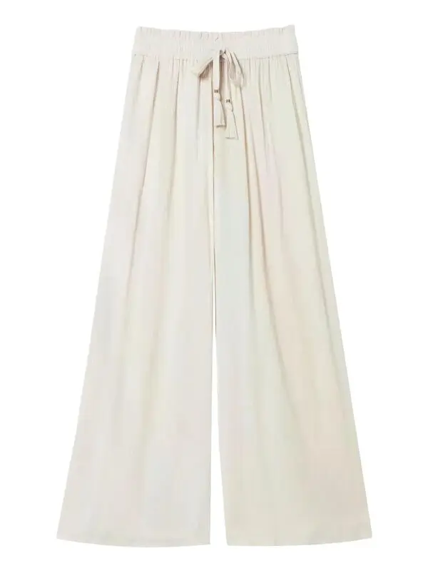 TWINSET Crepon Palazzo Trousers - Neutrals
