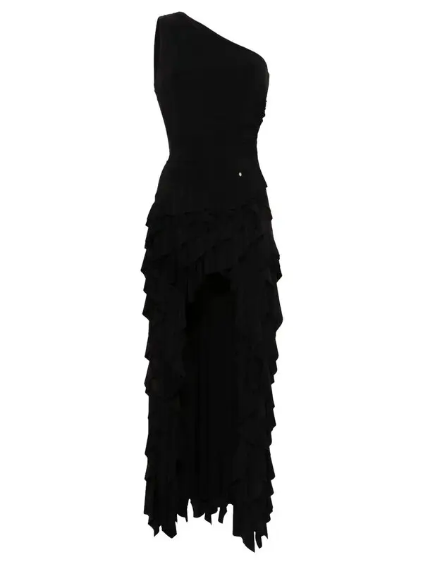 NISSA Ruffled Maxi Dress - Black
