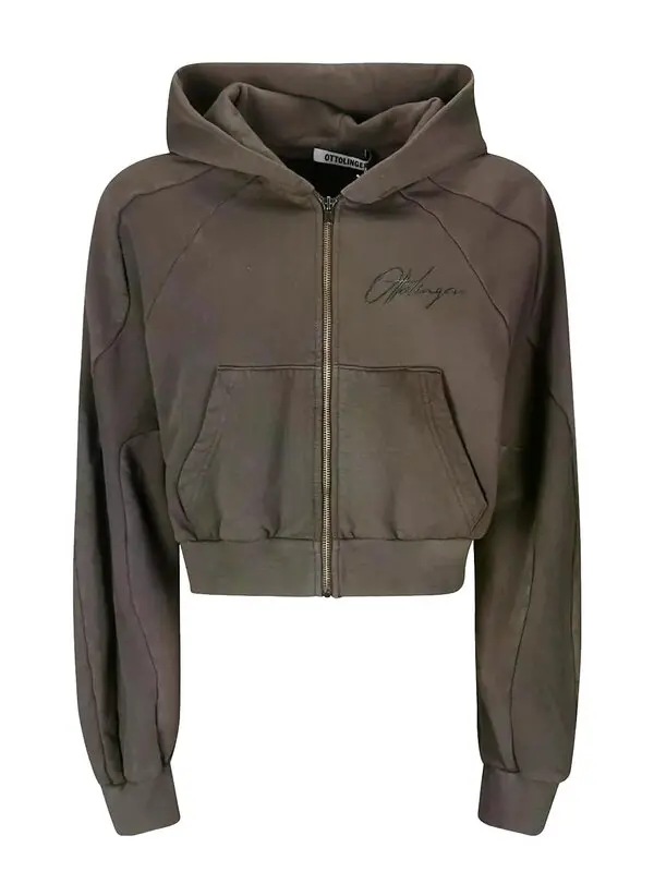 Ottolinger Multiline Logo Zip Hoodie - Brown