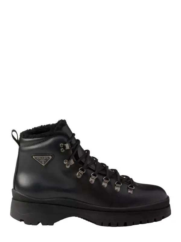 Prada Brixxen Leather Boots - Black