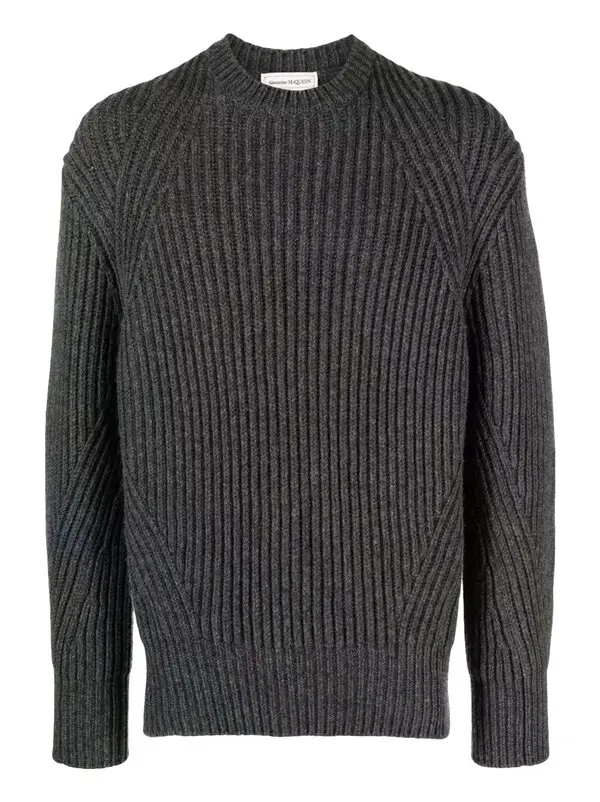 Alexander McQueen Ribbed-knit Wool Jumper - Grey