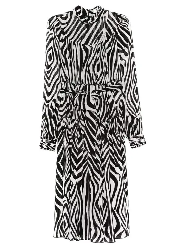 Diane Von Furstenberg Kent Zebra Print Midi Dress - Black