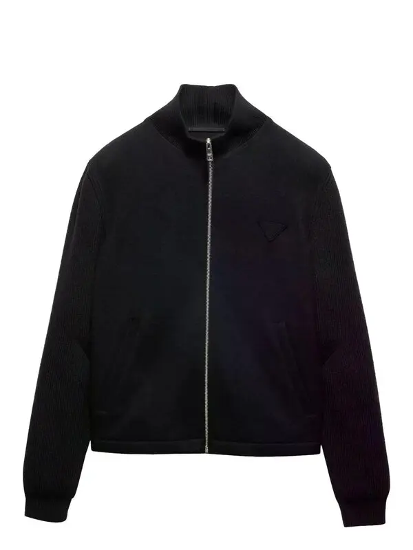 Prada Wool And Cashmere Zipper Cardigan - Black