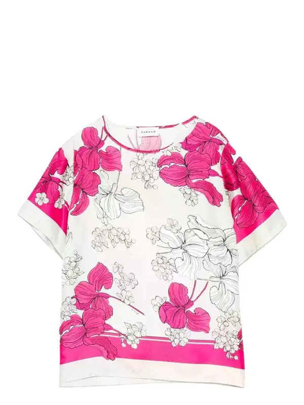 P.a.r.o.s.h Floral-print T-shirt - Grey