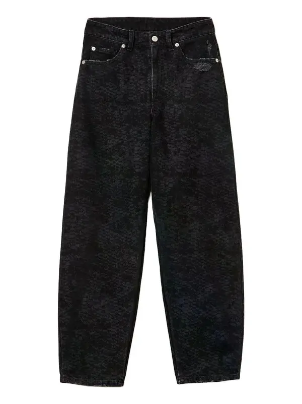 TWINSET Snake-print Wide Leg Jeans - Black