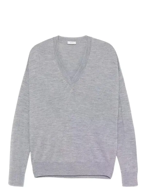 Peserico Lurex-detail Virgin Wool-blend Sweater - Grey