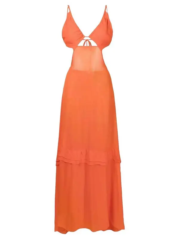 AMIR SLAMA Cut-out Semi-sheer Maxi Dress - Orange