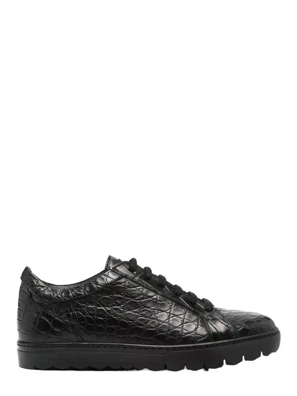 Kiton Crocodile-embossed Leather Sneakers - Black