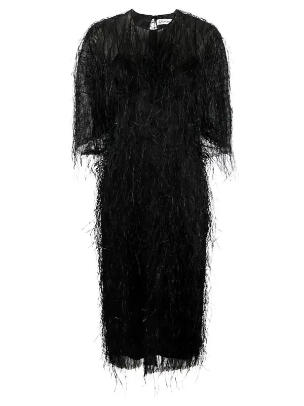 LANVIN Fringed Midi Dress - Black