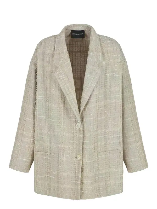 Emporio Armani Single-breasted Bouclé Blazer - Neutrals