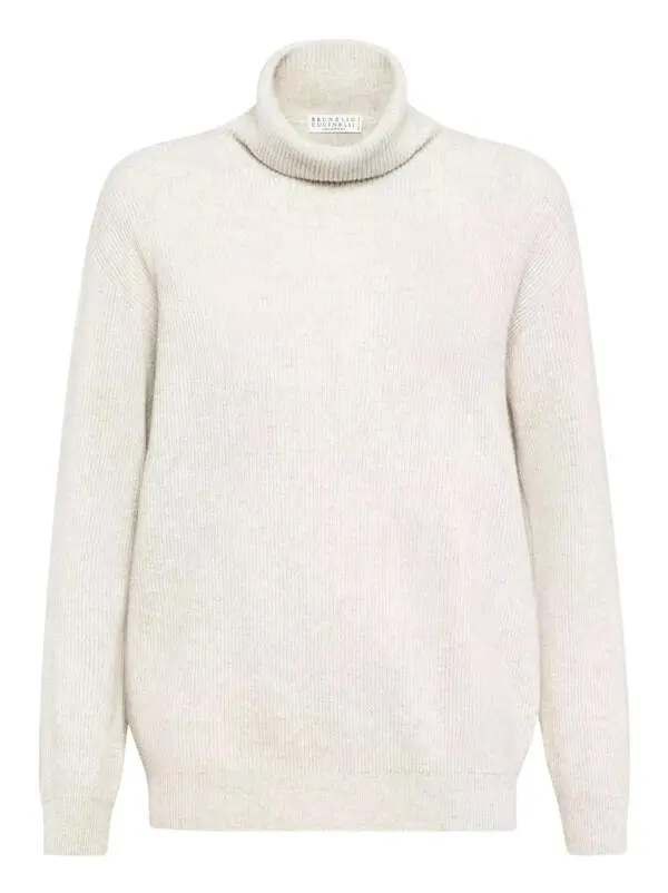 Brunello Cucinelli Ribbed Cashmere Roll-neck Jumper - Neutrals